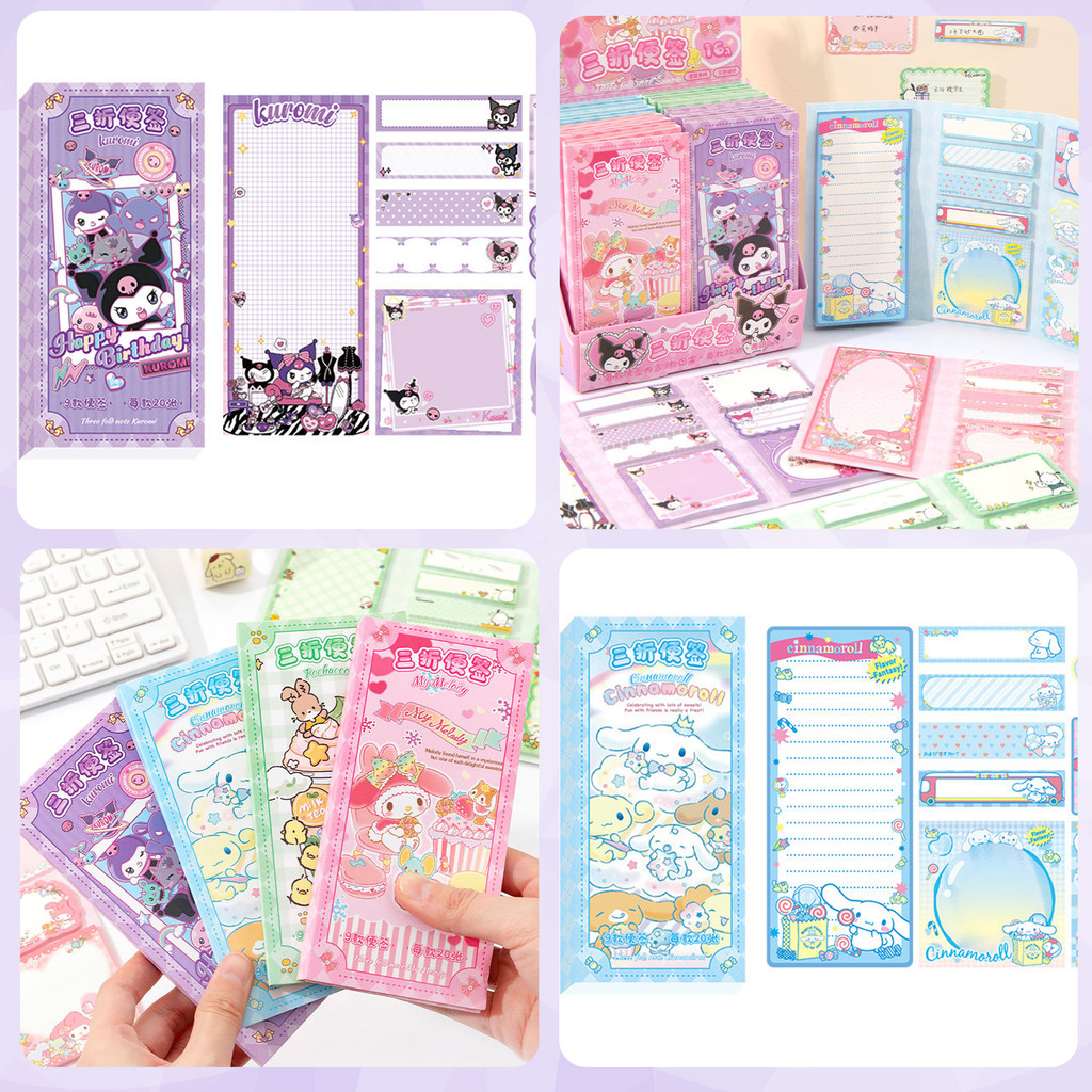 Sanrio Sticky Note Set Kuromi Melody Cinnamoroll Pochacco Cute Notepad ...