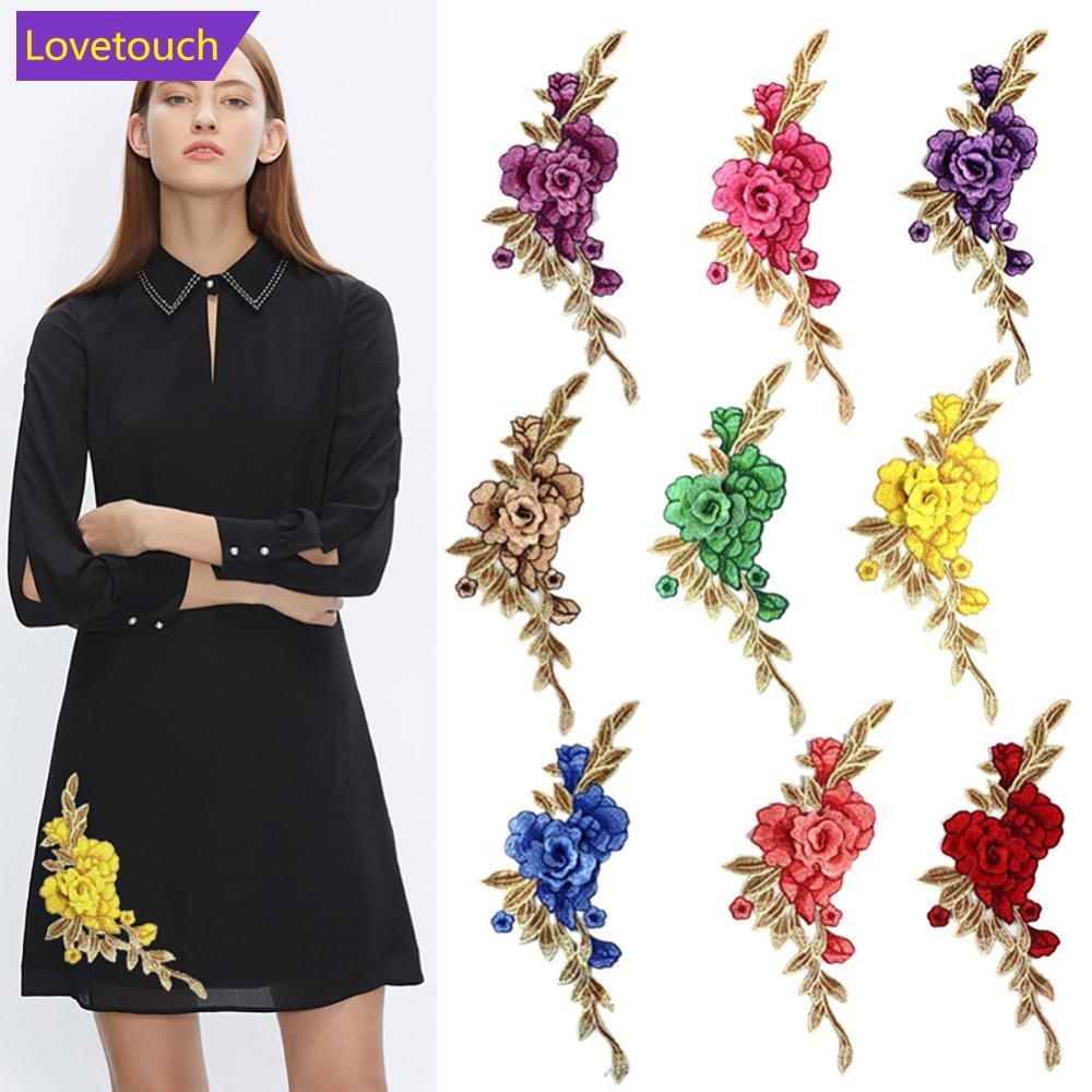 LOVETOUCH Embroidery Rose Flower Patch Applique DIY Crafts Stiker for ...