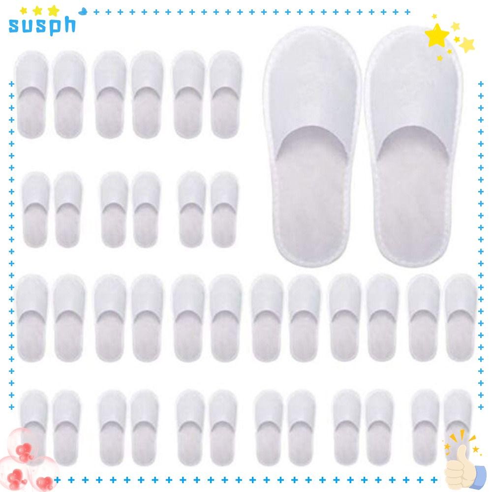 SUSPH 10 Pair Hotel Slippers Travel Soft Non-Slip Bath Closed Toe Spa ...