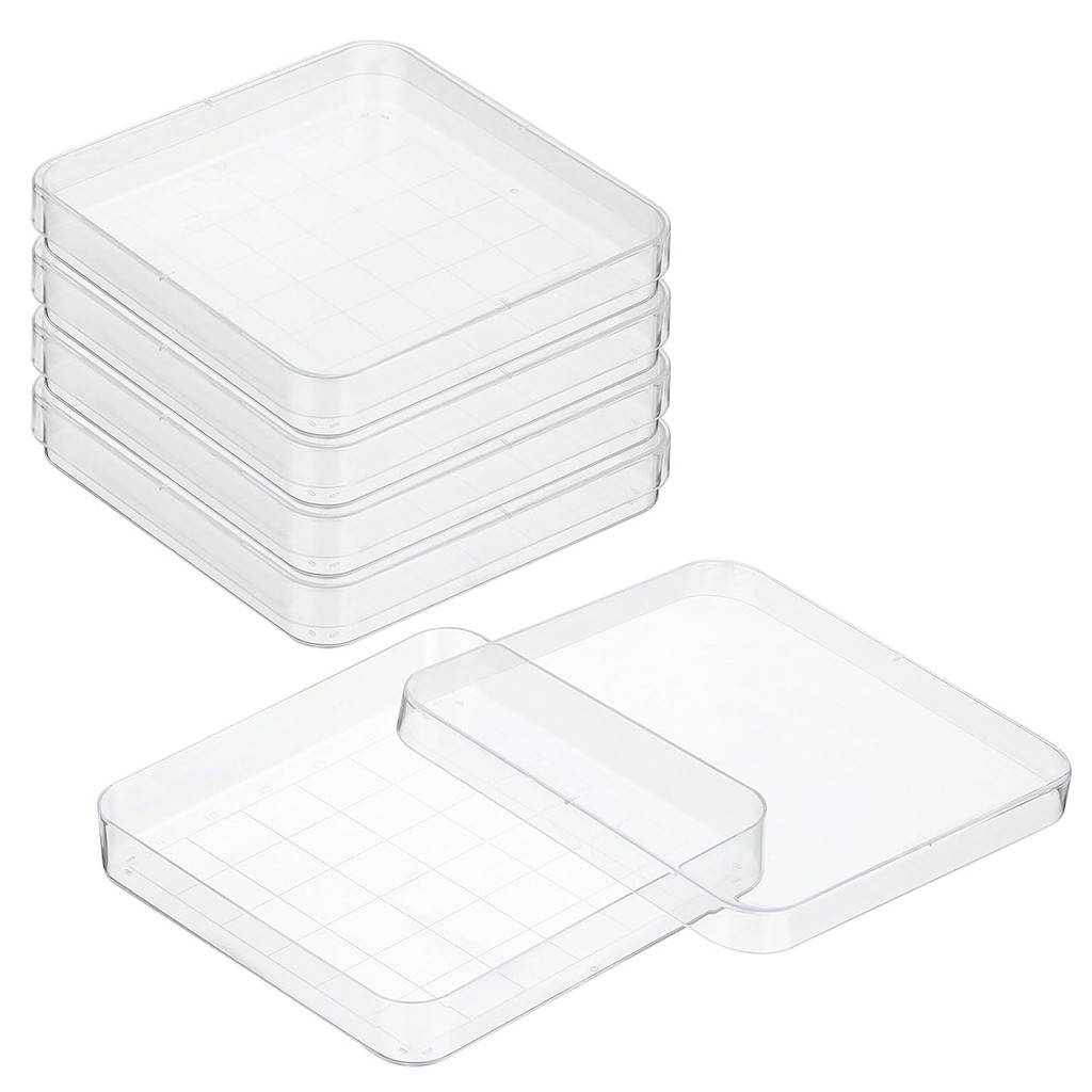 100mm Plastic Petri Dishes with Cover, 10 Pcs Grid Squares Petri Plates ...