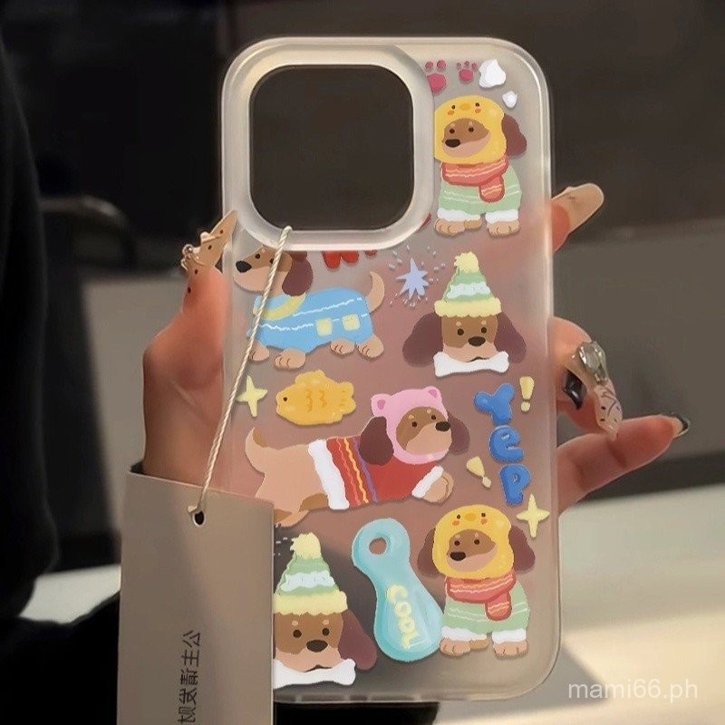 Mobile Phone Shell Protective Shell Transparent Frosted Cartoon Sausage ...