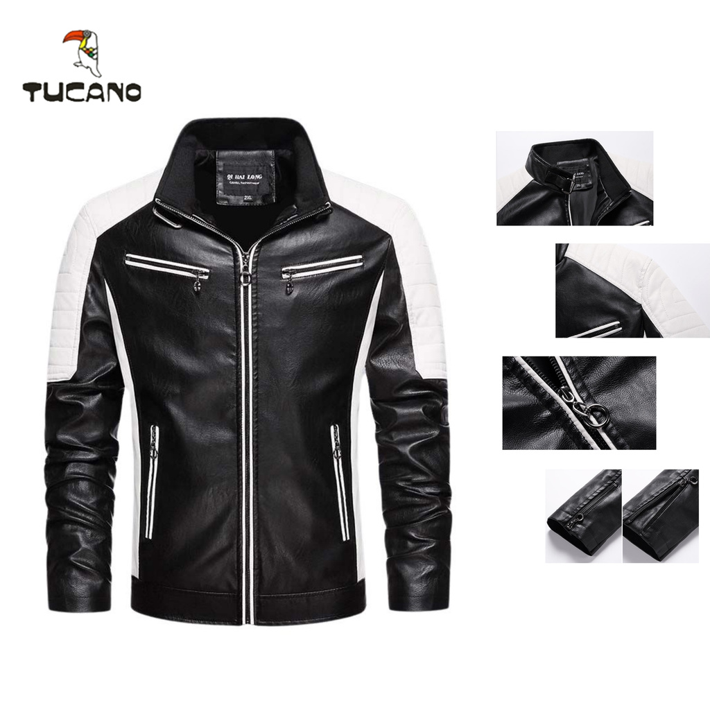 Tucano Korean Men's Fashion Racing Leather Jacket Two Tone Colors ...