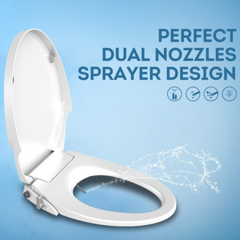 Non-Electric Bidet Toilet Seat Cover Soft Closing Dual Nozzle Manual ...