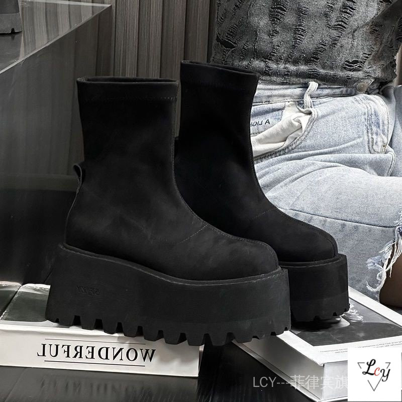 Women's Platform Stretch Thin Boots2025Autumn New Super High Heel Small ...