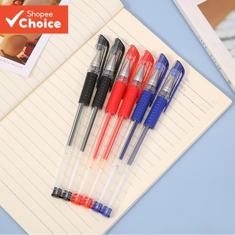 10Pcs 0.5mm Black & Red Bullet Tip Gel Pens, European Standard Smooth ...