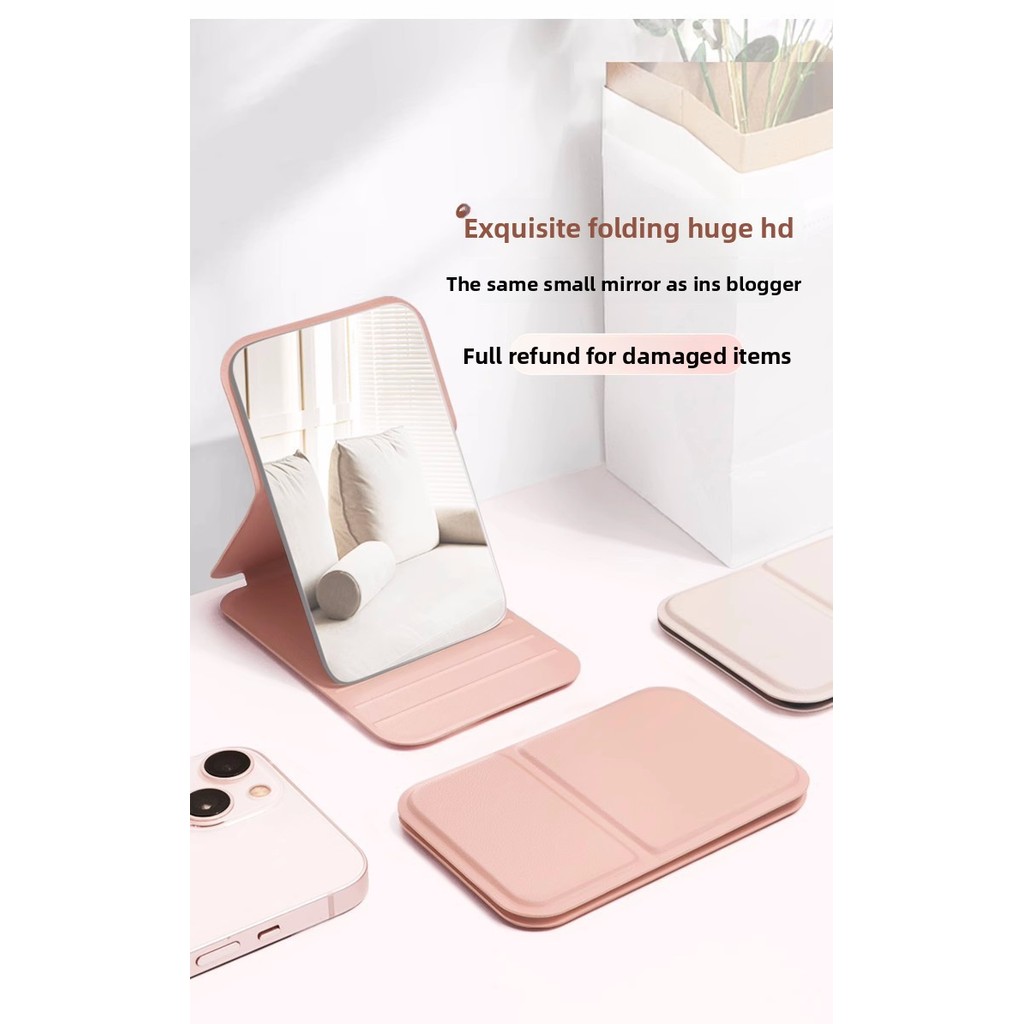 PU Leather Makeup Mirror Foldable Mirror Portable Desktop Home ...