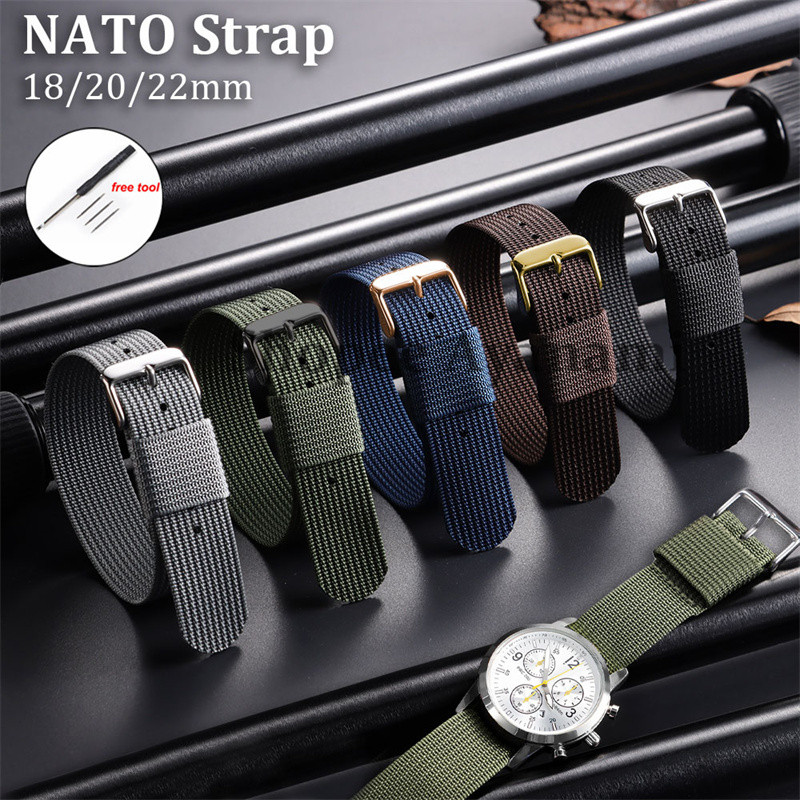 18mm 20mm 22mm Nylon NATO Watch Strap Military Braided Canvas Universal ...