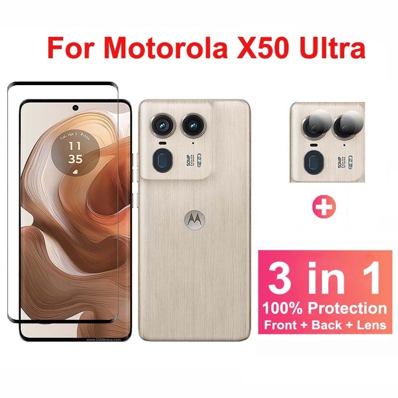 3 in 1 Tempered Glass for Motorola moto X50 Ultra Full Cover Screen ...