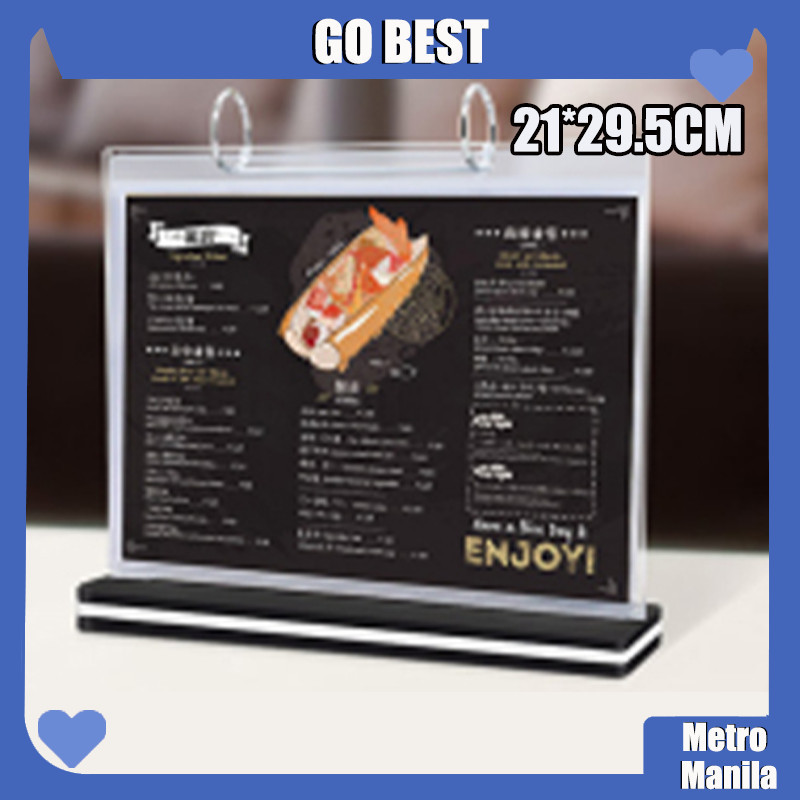 6page A4 Horizontal Acrylic Transparent Flip Menu Board For Restaurant ...