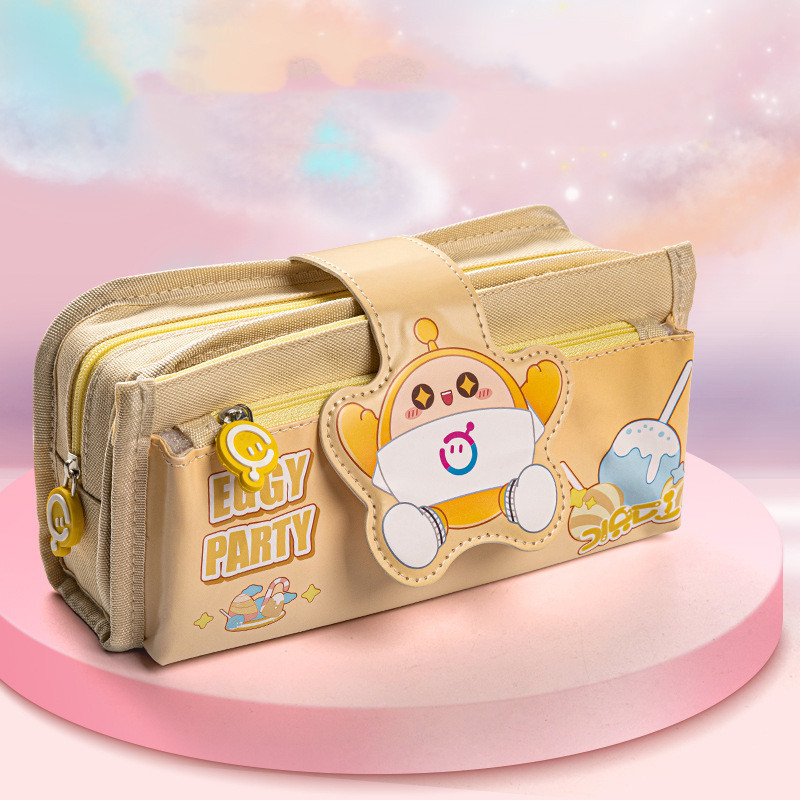 Pencil Case Boys Girls Canvas Large-Capacity Double-Layer Simple Solid ...