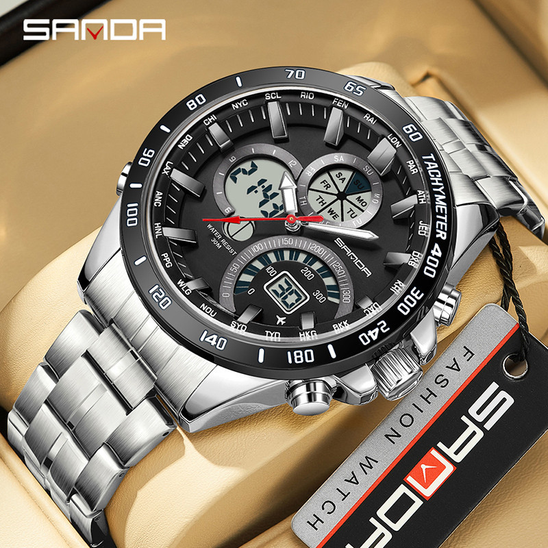 Sanda New Business Trend Men Workplace Watch Sports Waterproof Night ...
