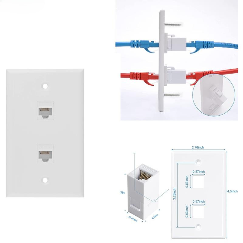 【Fast Delivery】2 Port Ethernet Wall Plate, Cat6 Female to Female Wall ...