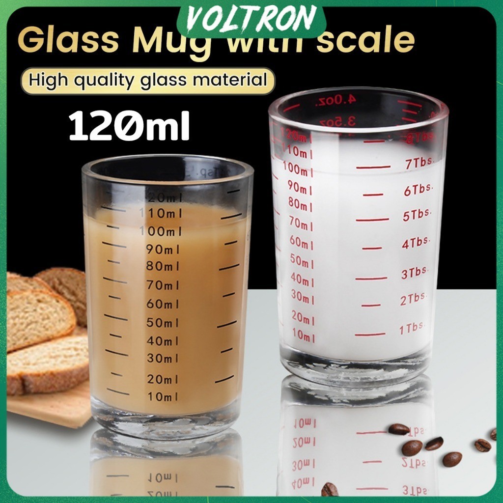 120ml Glass Measuring Cup With Scale Shot Glass Liquid Mug Heat ...