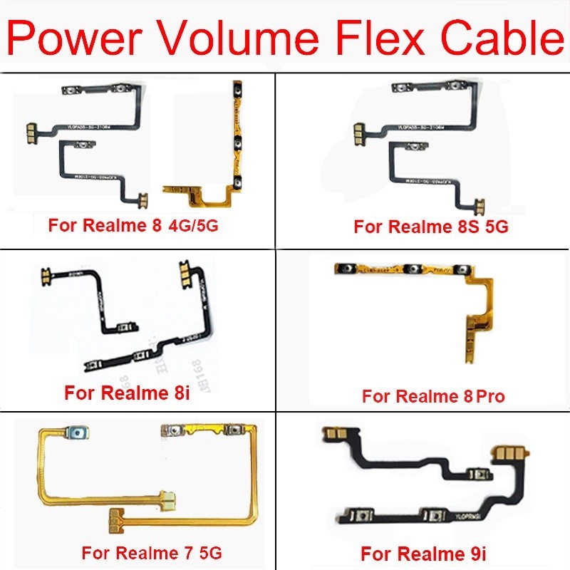 Power Volume Buttons Flex Cable For Oppo Realme 8 4G 5G 8S 8i 9i 8 Pro ...