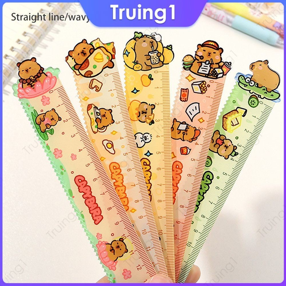 15cm Capybara Acrylic Ruler Cute Cartoon Student Wave Bookmark Ruler ...