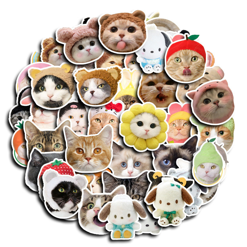 50PCS Realistic Cute Funny Cats and Dogs Graffiti Stickers for Bicycle ...