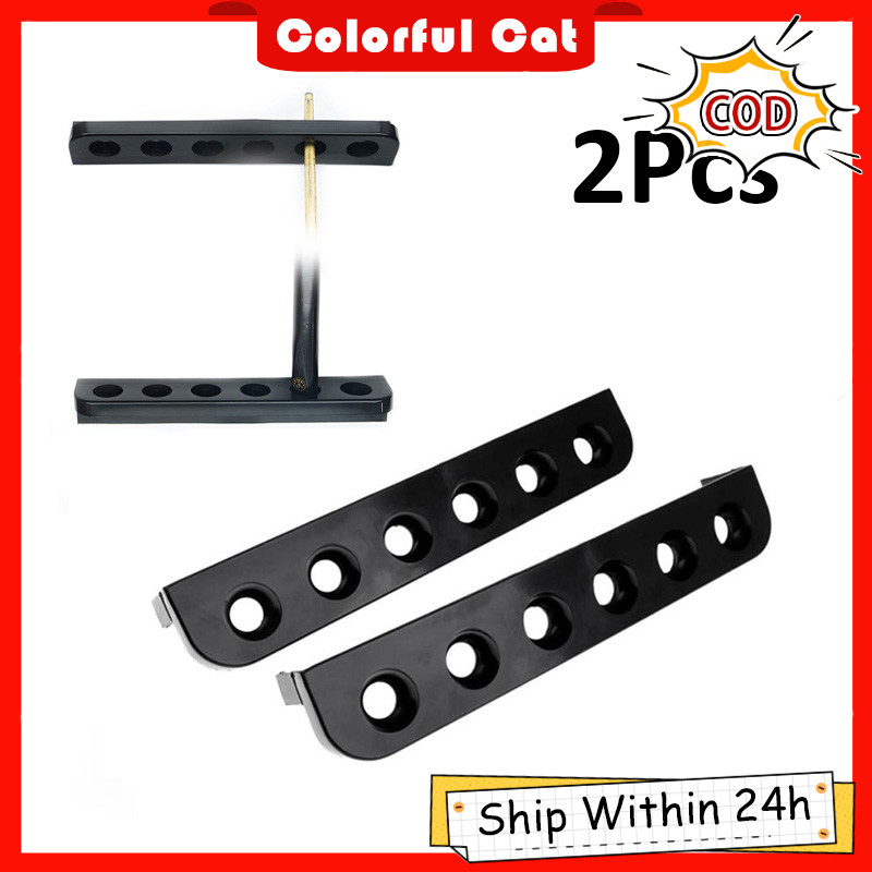 1Pair 6 Holes Wall Mount Billiards Snooker Stick Rack Plastic Pool Cue ...