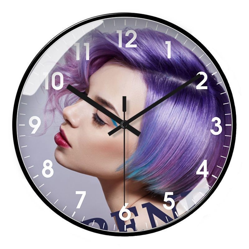 Beauty Salon Barber Shop Wall Clock Custom Pattern Photo Text Clock ...