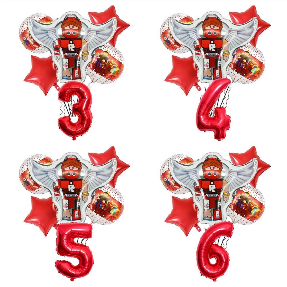 Roblox Birthday Balloons Red Foil Number Balloon Set Boy Birthday Party ...