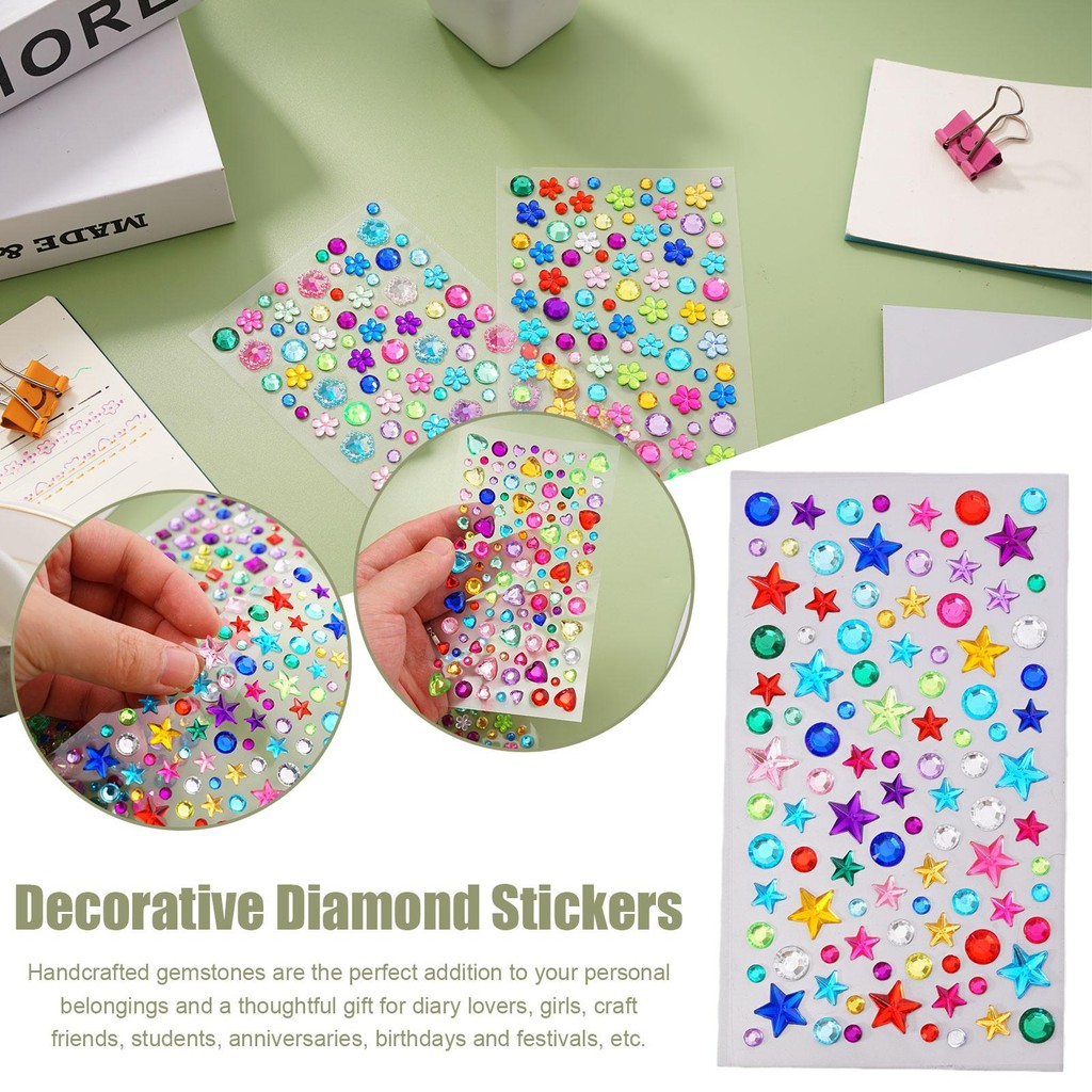 3d Gem Stickers Self Adhesive Jewel Crafts Sparkly Rhinestone Stickers ...