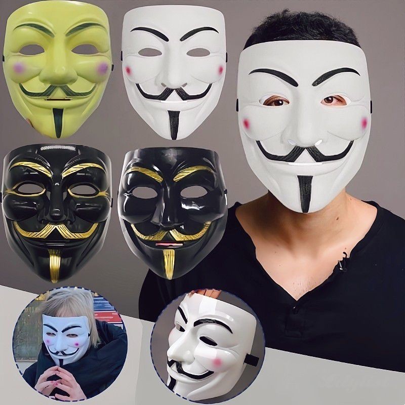 Movie Cosplay V For Vendetta Hacker Mask Anonymous Guy Fawkes Halloween ...