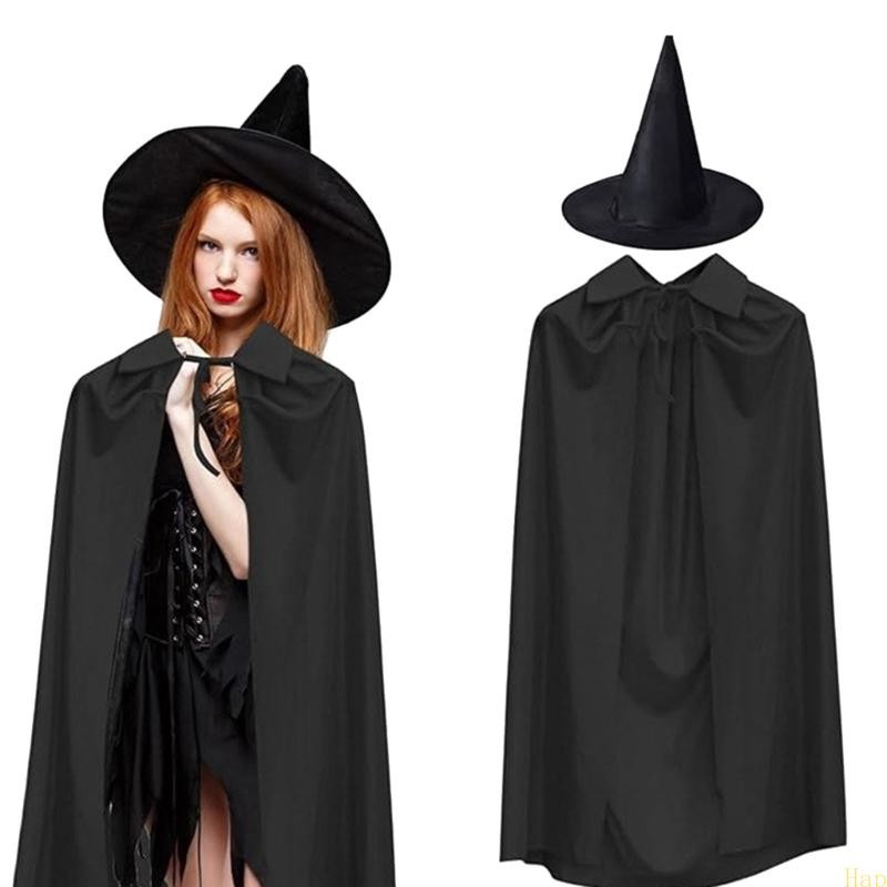 Hap Halloween Cloak Costume Witch Cloak Costume Witch Hat for Women Men ...