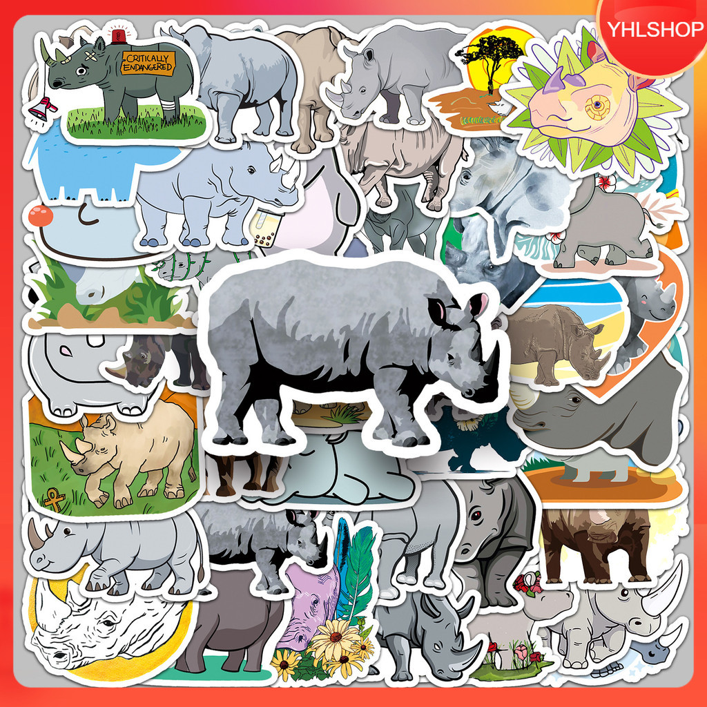 50 Designs rhino animal Stickers cartoon sticker | Shopee Philippines