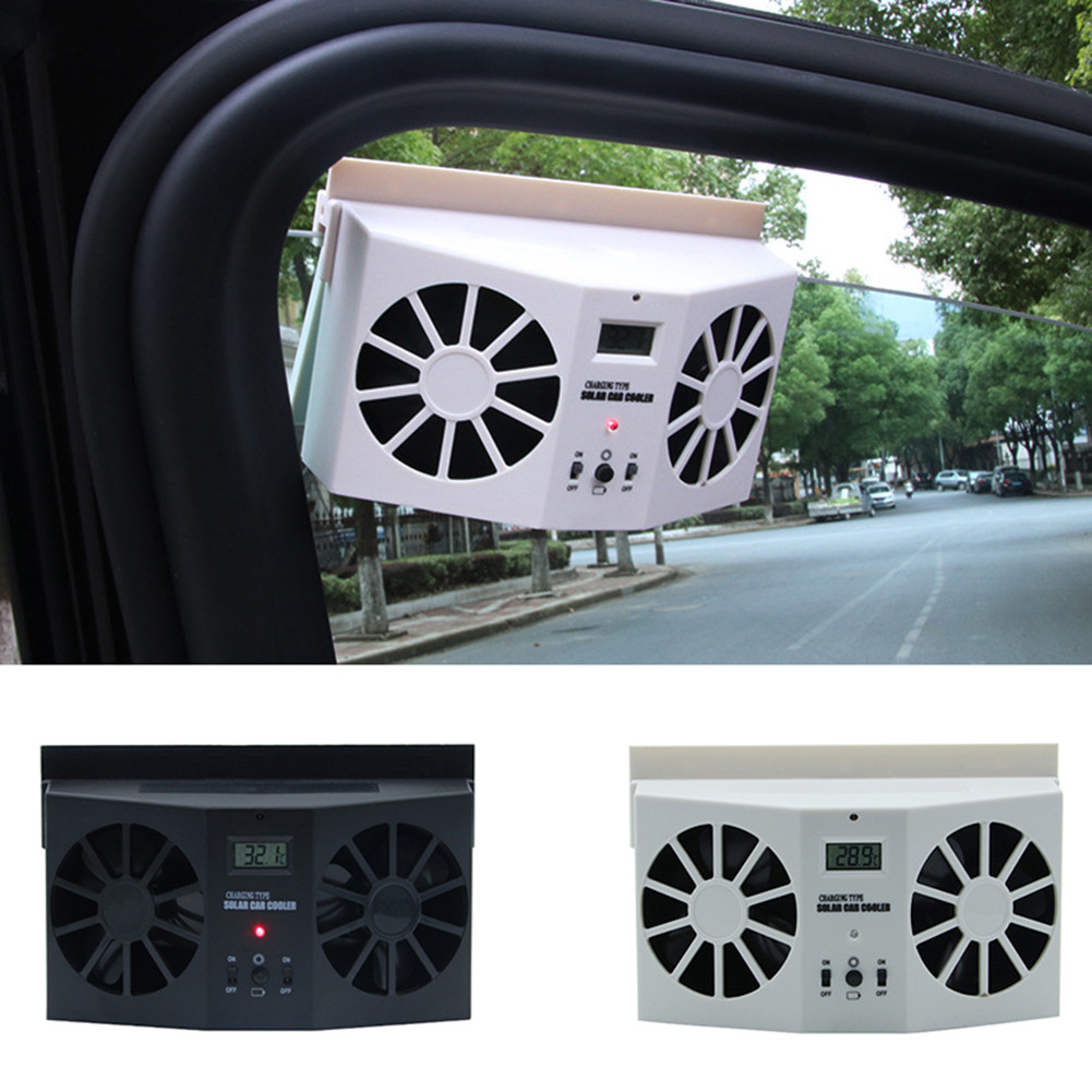 jjambi-Car Auto Solar Powered Fan Cooler Window Air Vent Vehicle ...