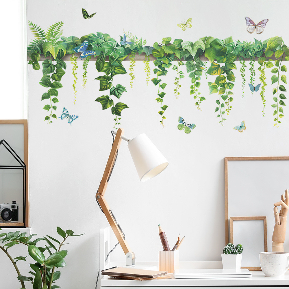 New Green Plant Wall Stickers, Study Living Room Wall Window ...