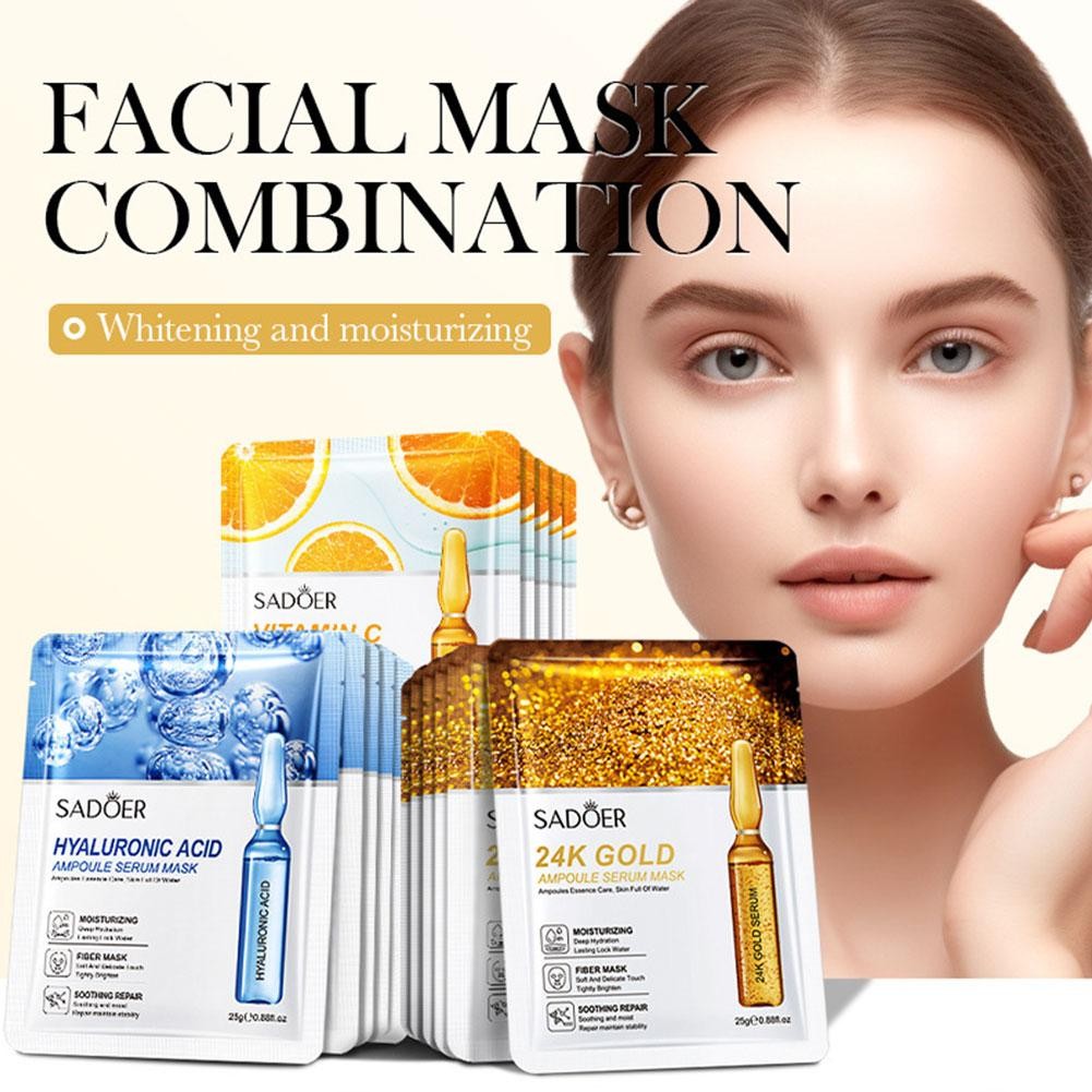 SADOER Hyaluronic Acid Hydration Vitamin C Moisturizing Ampoule Serum Facial Mask | Shopee ...