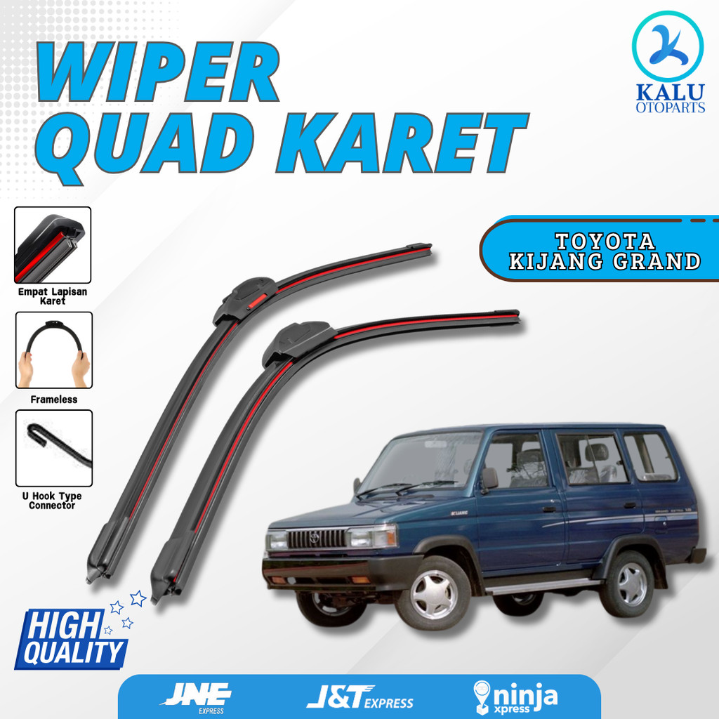 Toyota Kijang Grand Quad Blade 4 Frameless Rubber Wiper 1 Set Kiri and ...