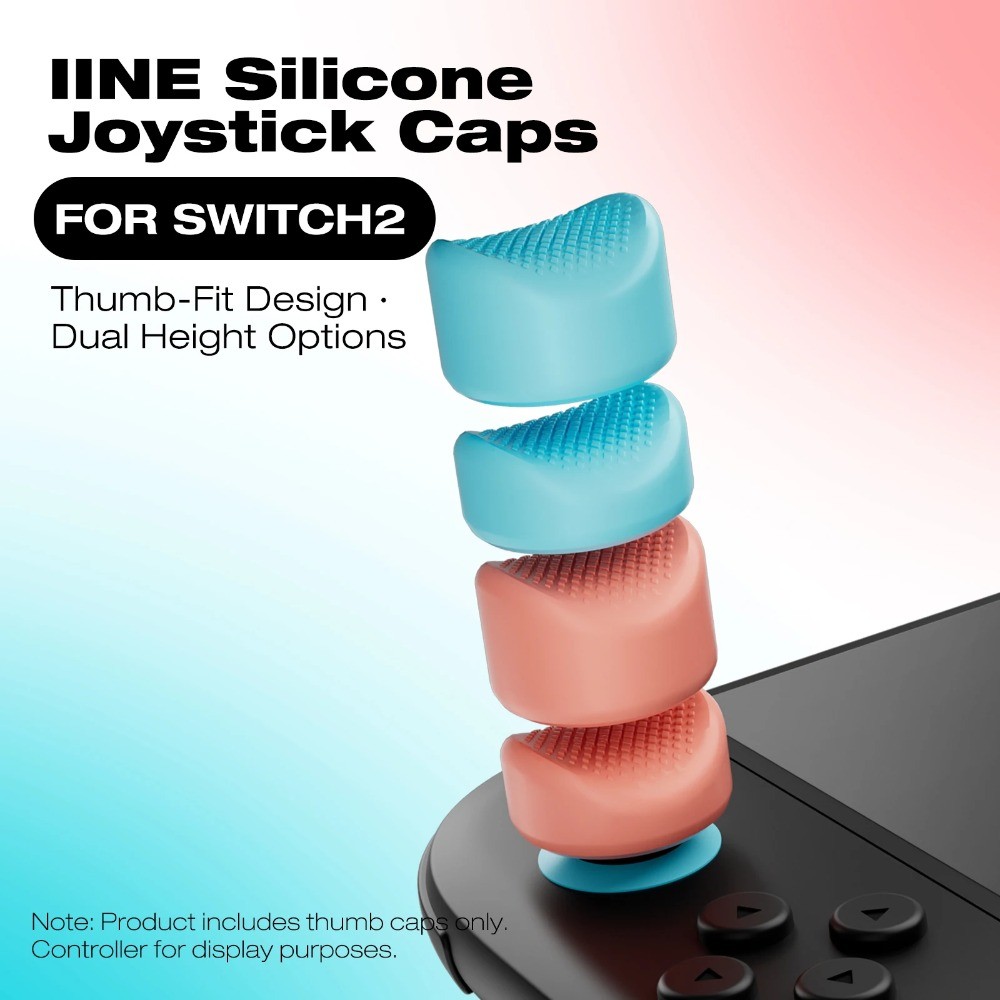 IINE Silicone Joystick Caps for Switch2 Thumb-Fit Design Dual Height ...