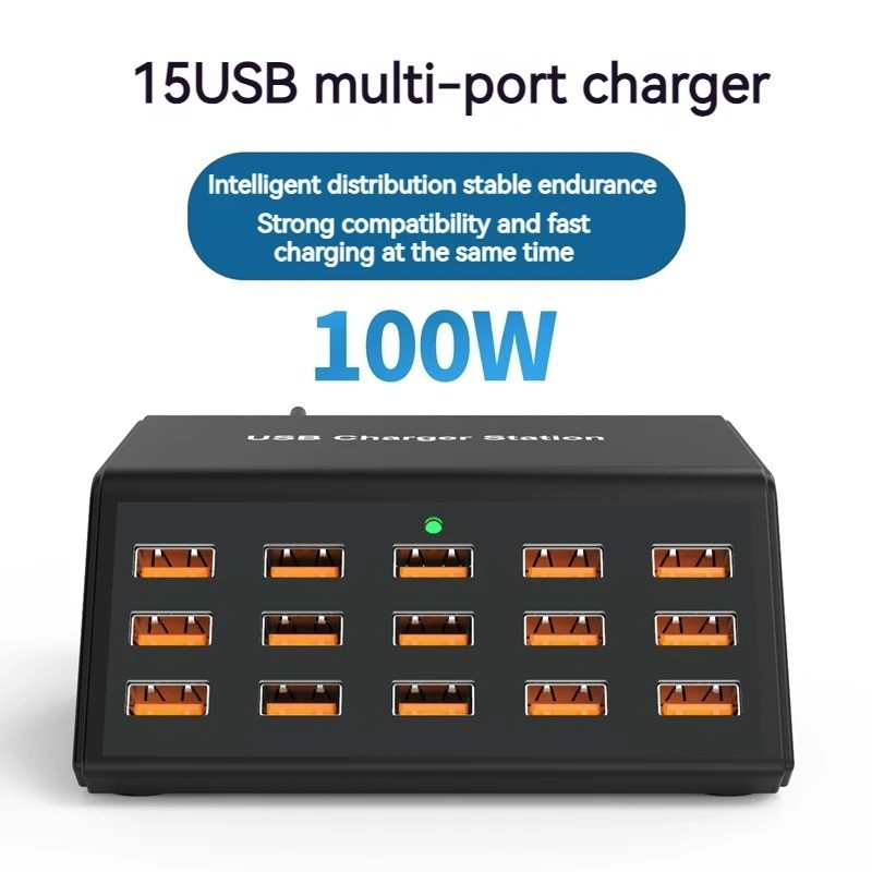 100W Multifunctional USB Charger Station 15 Port 2.4A MAX Fast Charging ...