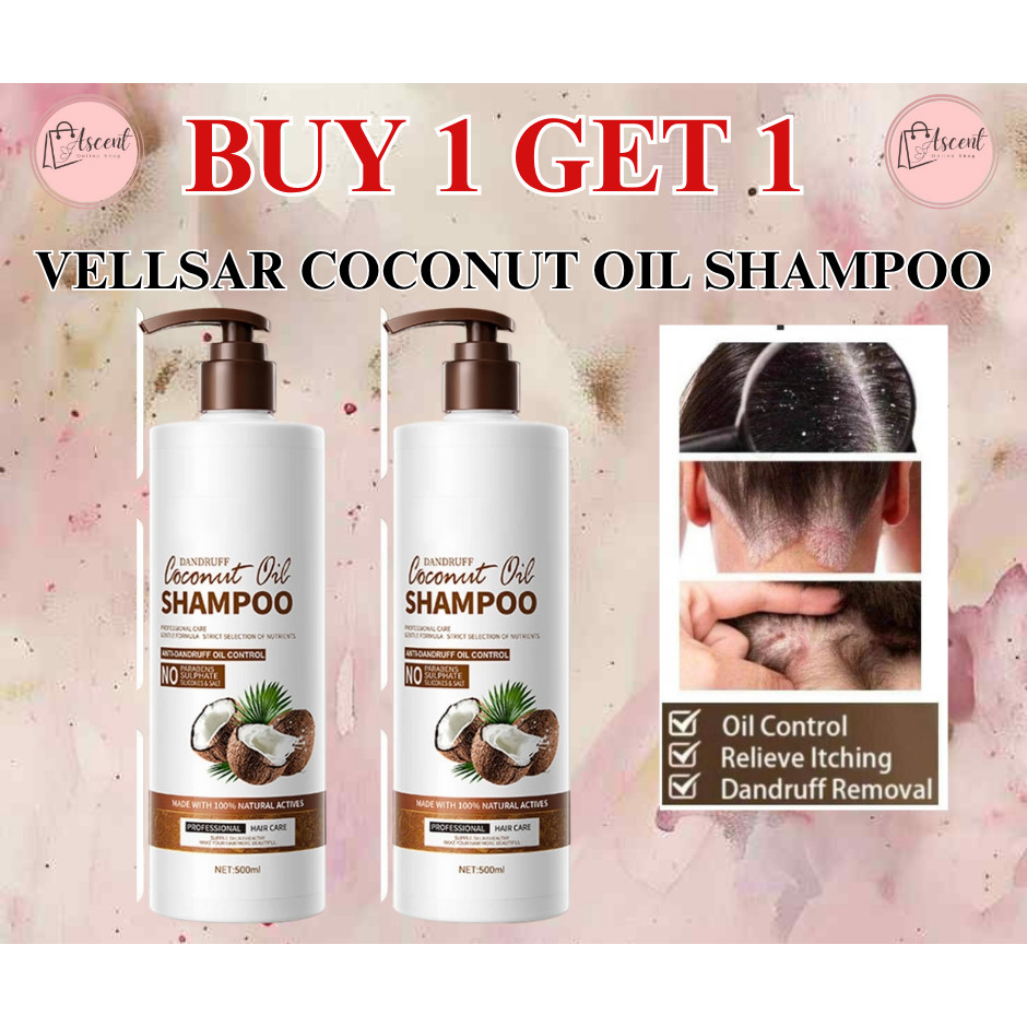 (BUY 1 GET 1)VELLSAR 500ML COCONUT OIL MOISTURIZING FOR HAIR | Shopee ...