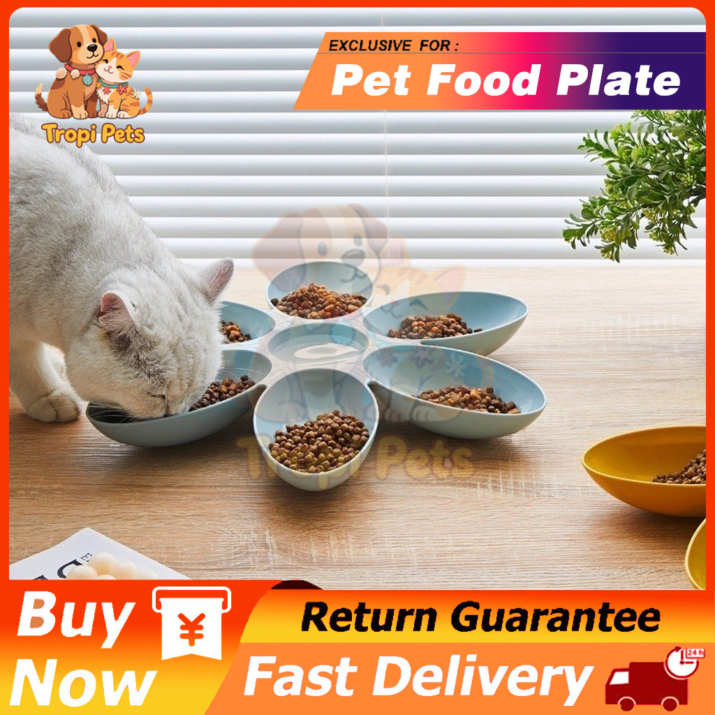 6-Petal Flower Shape Cat Dog Food Plate Multi-Cat Family Water Feeding ...