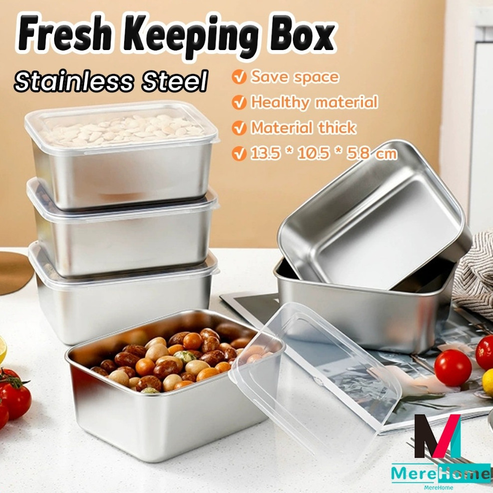 MereHome Fresh Keeping Box with Lid Stainless Steel Food Container ...