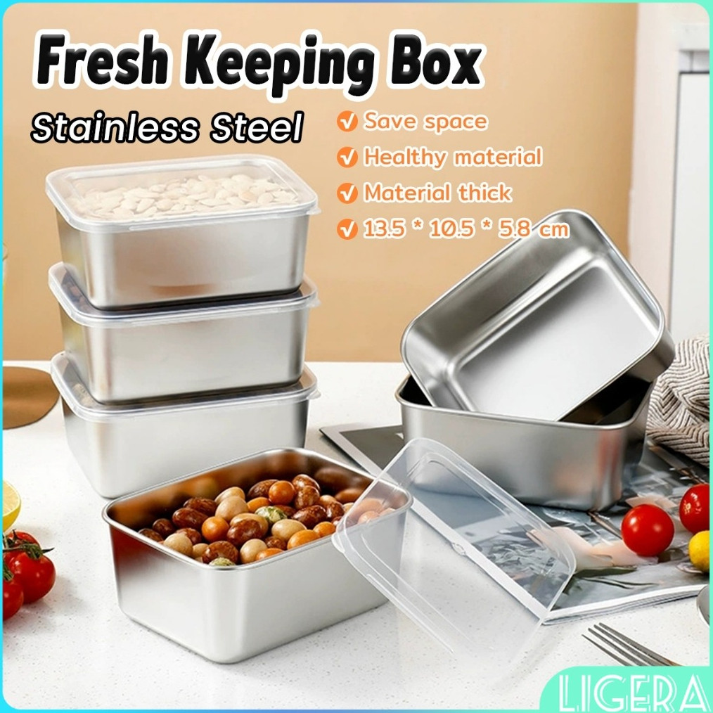 LGR Fresh Keeping Box with Lid Stainless Steel Food Container Fridge ...