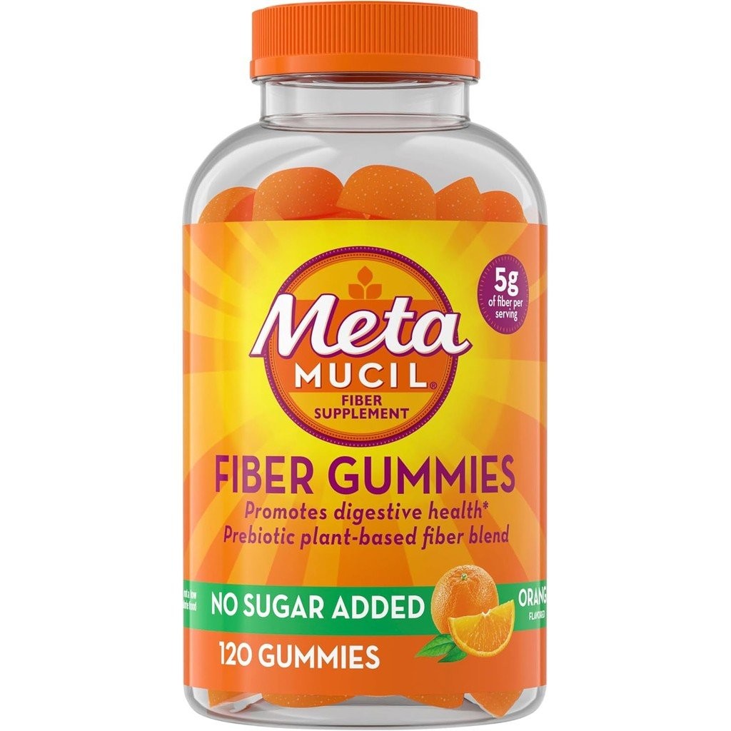Metamucil Fiber Gummies for Adults, No Sugar Added Orange Flavor, 5g ...