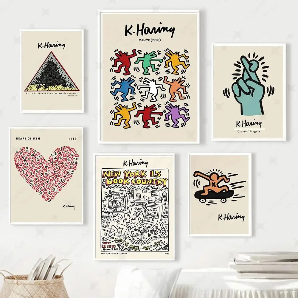 Keith Art Exhibition Poster Mural Heart Finger Abstract Vintage Pop ...