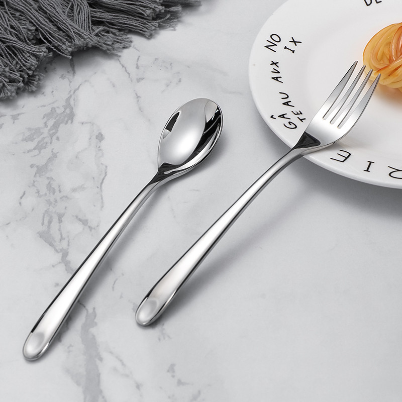 KATELV 2pcs/set 304 Stainless Steel Dessert Spoon and Fork Set Thick ...