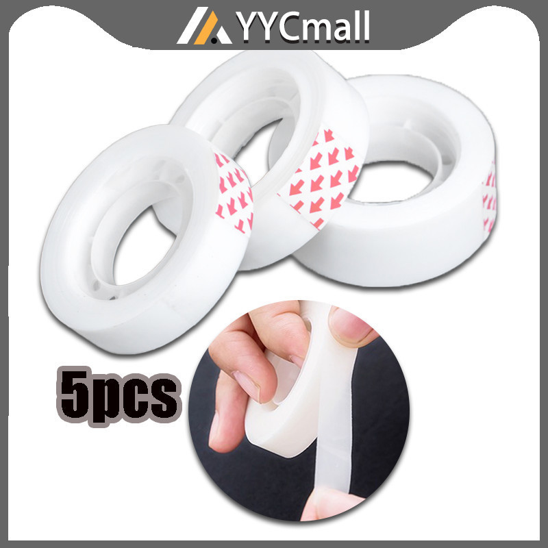 5Pcs Transparent Tearable Writing Tape 1.2cm X 25m Invisible Magic Duct ...