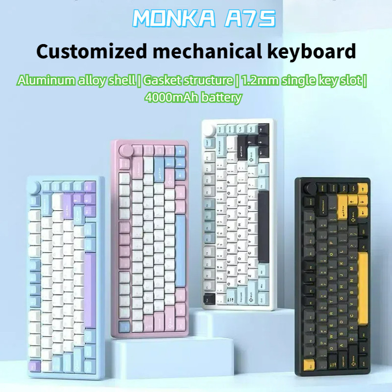 Monka A75 Mechanical Keyboard Aluminum Tuo Gasket Structure Wireless ...