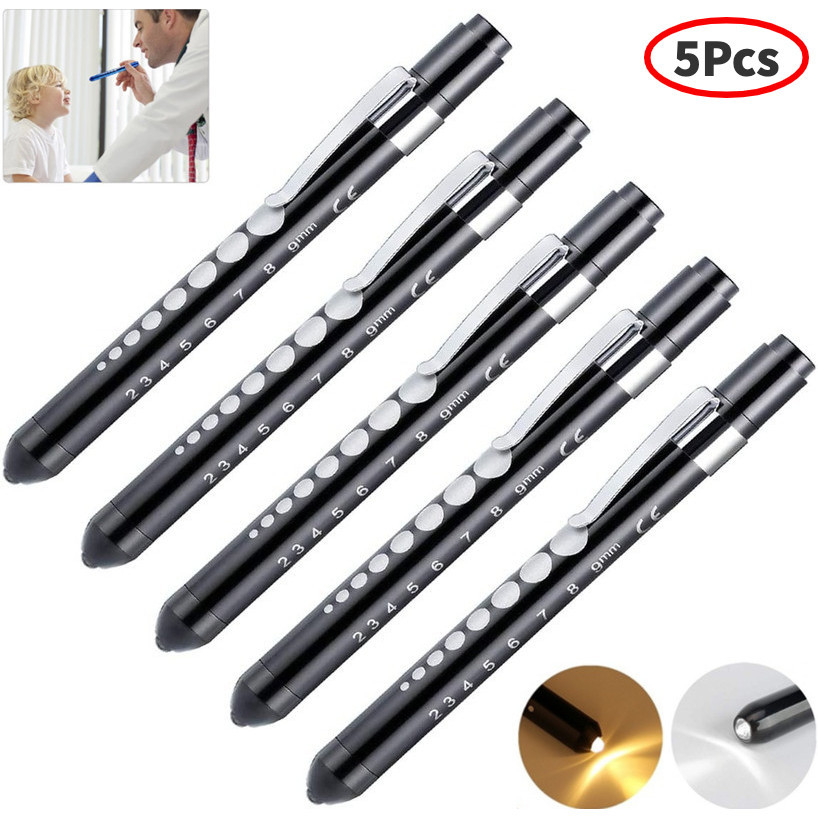 5Pcs Portable Mini LED Flashlight Work Light Medical First Aid Pen ...
