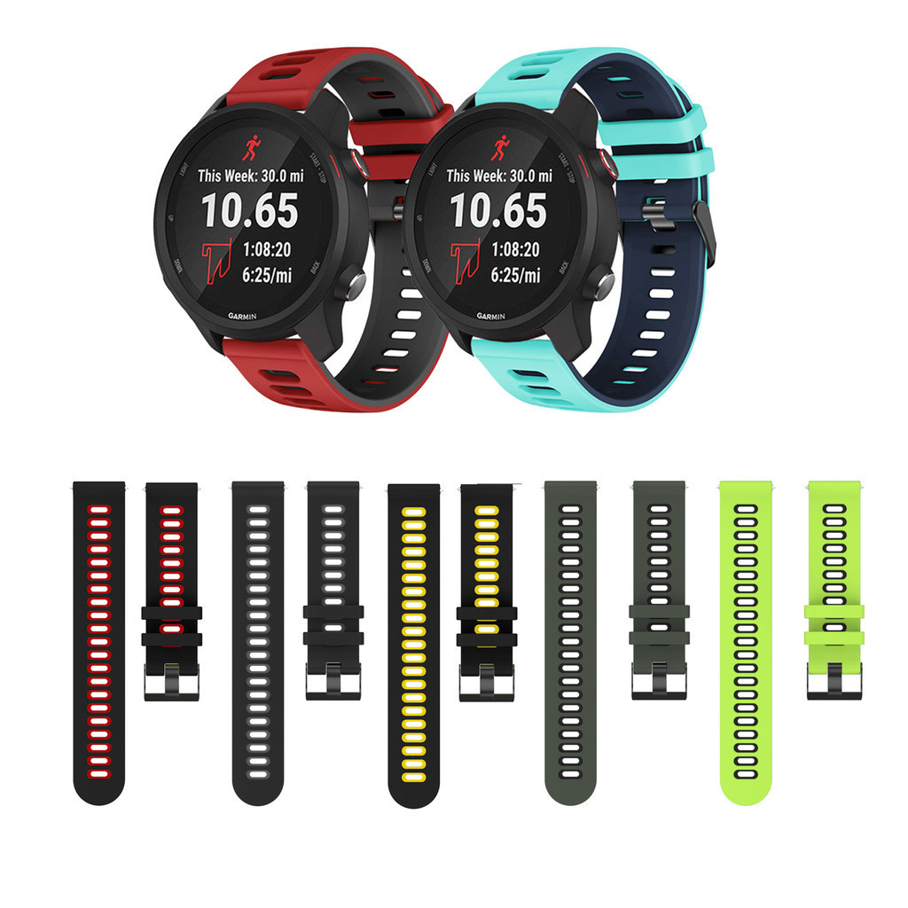 Silicone Strap 20mm 22mm For Garmin Forerunner 265 255 245 245M 645 ...