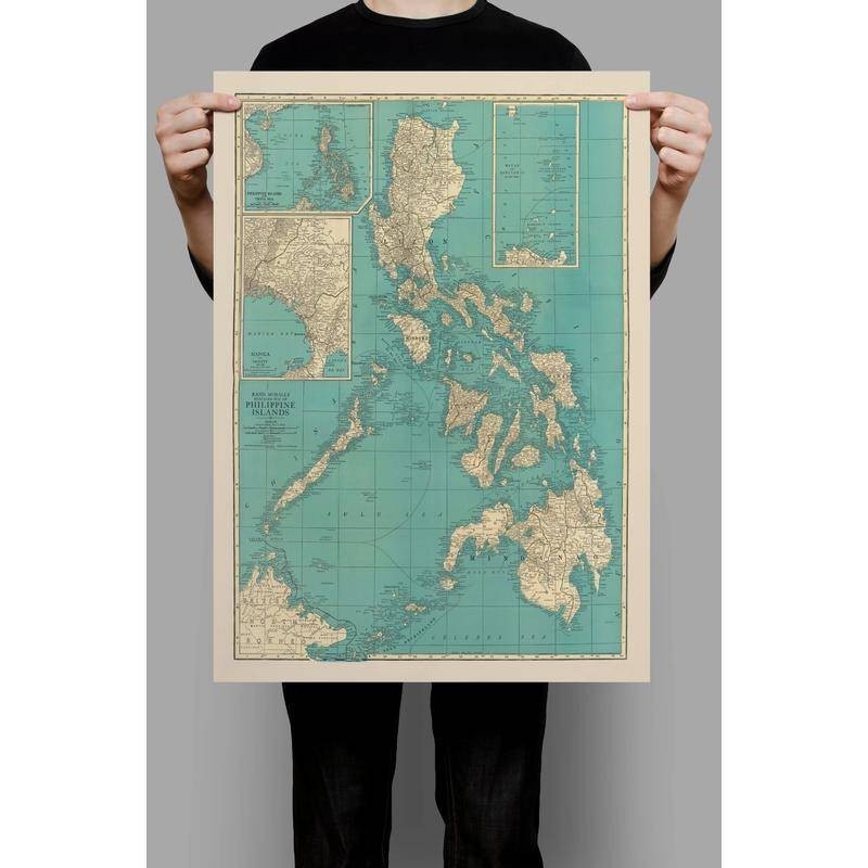 Philippine Islands Map Wall Print- Philippines Map Poster Wall Decor ...