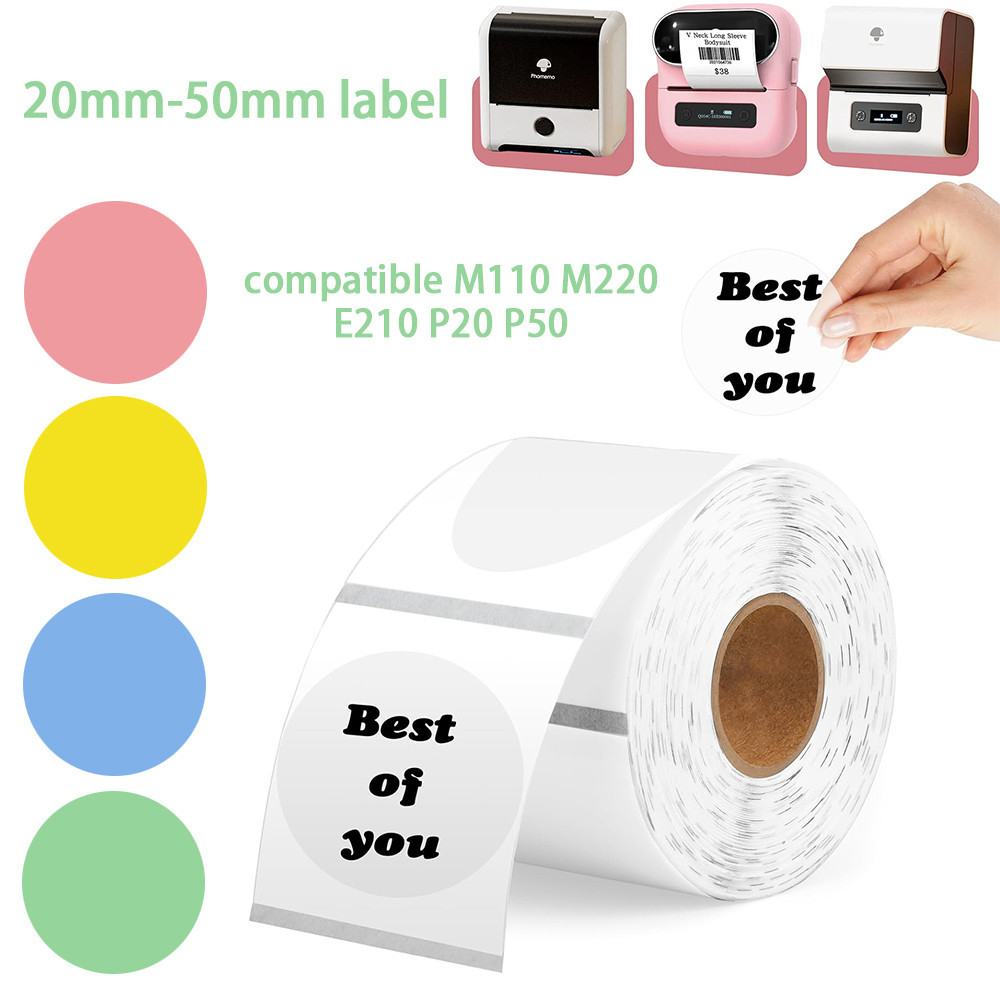 1roll 20-50mm Color Label Sticker Self-Adhesive Thermal Printer Paper Compatible Phomemo M110 ...