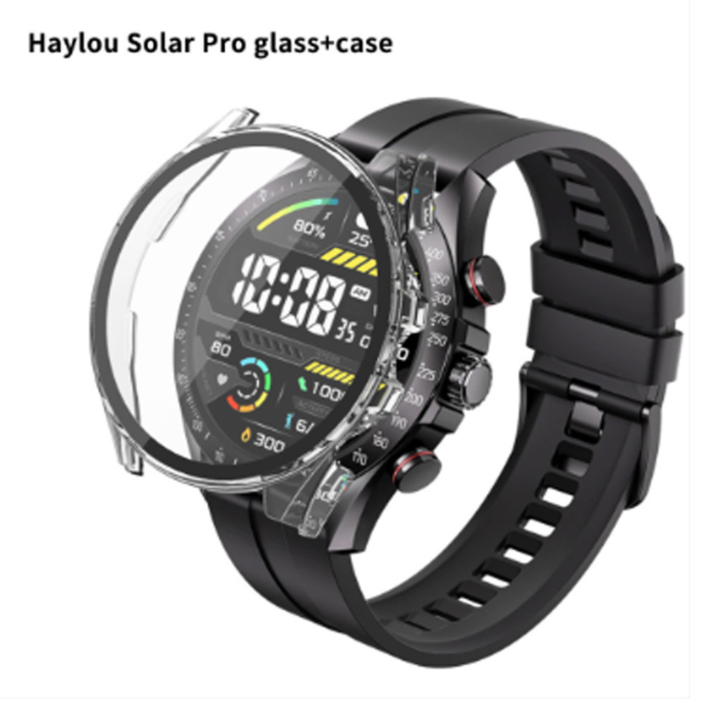 PC Watch Case + Glass Film For Haylou Solar Pro Screen Protector Cover ...