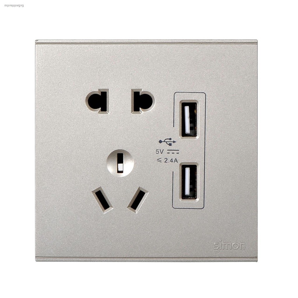 COD/Simon E6 champagne panel 86 type switch socket five holes two or three plugs double usb ...