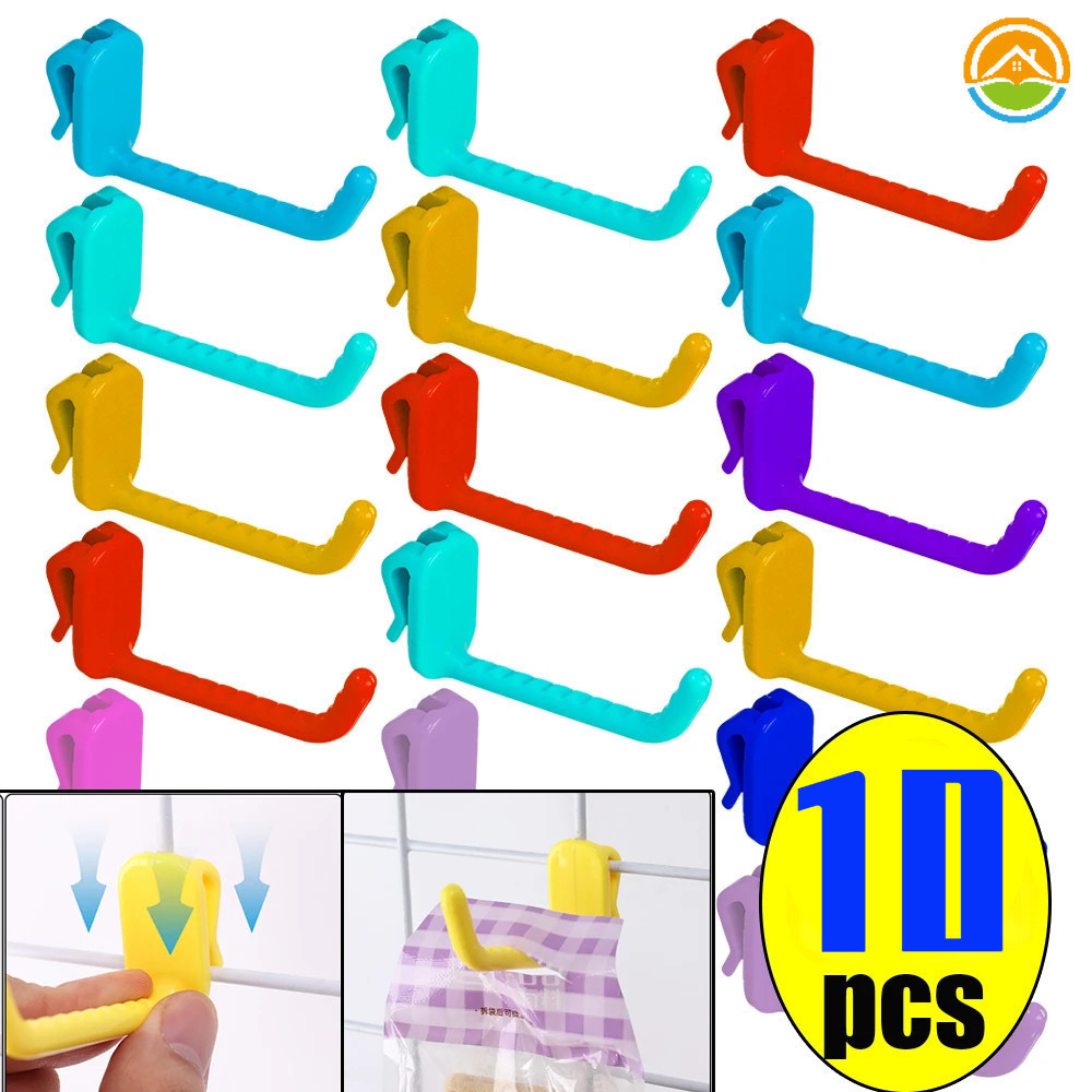 10Pcs Reusable Metal Mesh Panel Hanging Hooks - Random Color ...