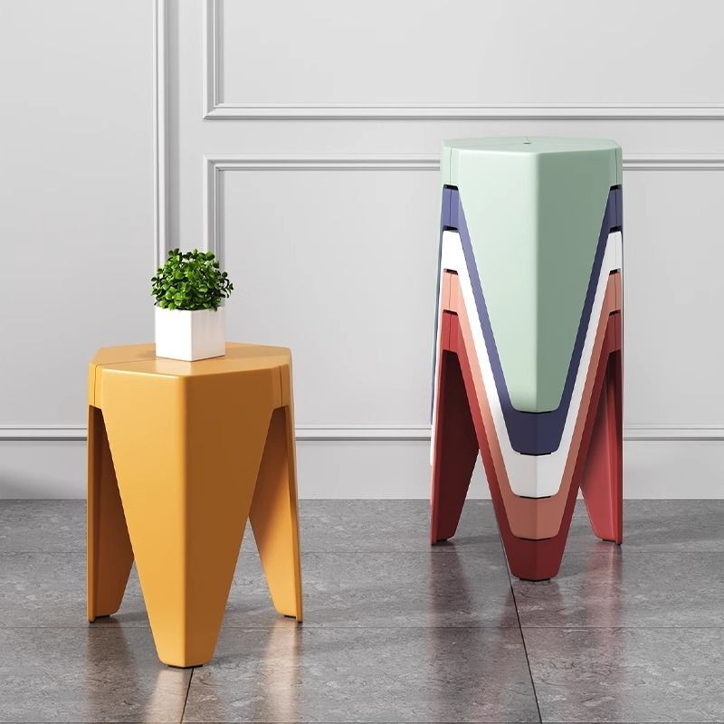 Nordic thickened round stool creative plastic stool household high ...